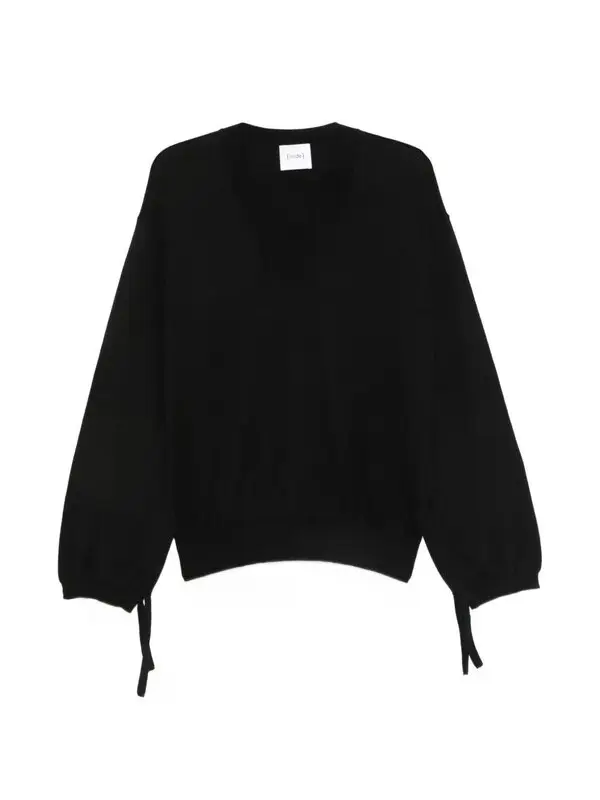 NUDE Tie-cuff V-neck Sweater - Black