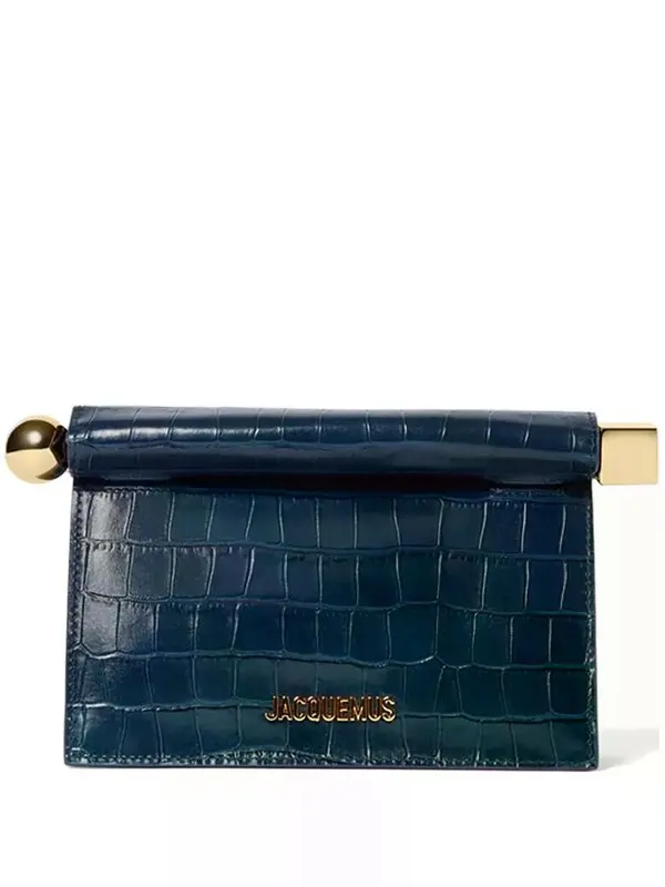 Jacquemus Small Rond Carré Croc-effect Clutch - Blue