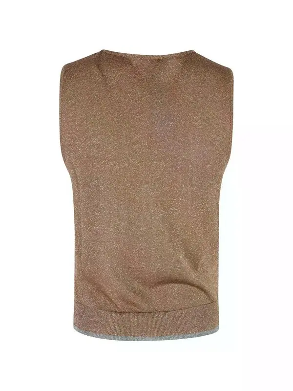 ROBERTO COLLINA Metallic-effect Sleeveless Top - Neutrals