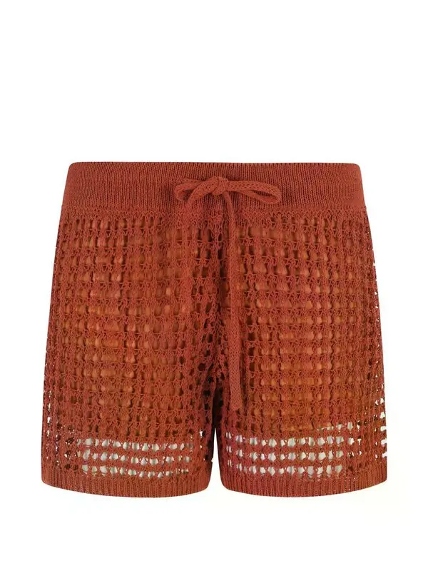ROBERTO COLLINA Open-knit Drawstring Shorts - Brown