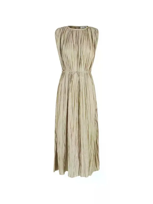 ROBERTO COLLINA Pleated Drawstring Midi Dress - Neutrals