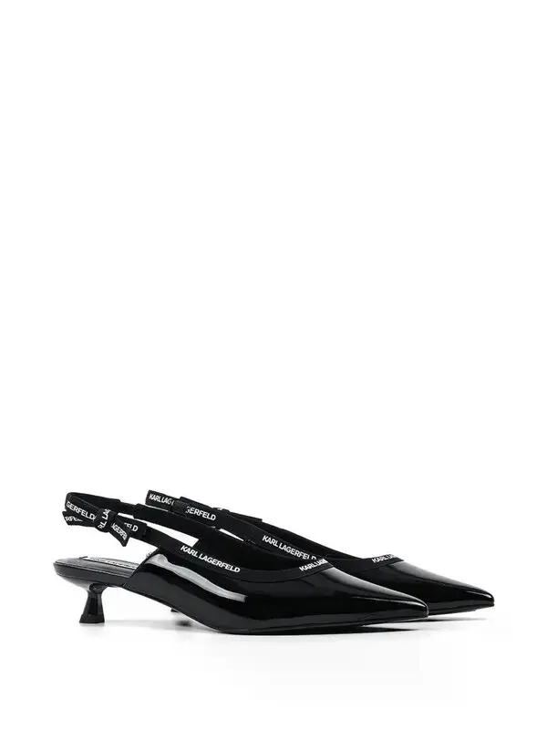 Karl Lagerfeld Patent-finish Slingback Pumps With Bow Detailing