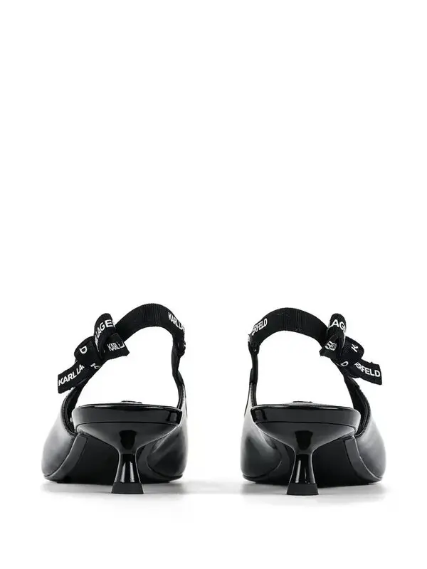 Karl Lagerfeld Patent-finish Slingback Pumps With Bow Detailing