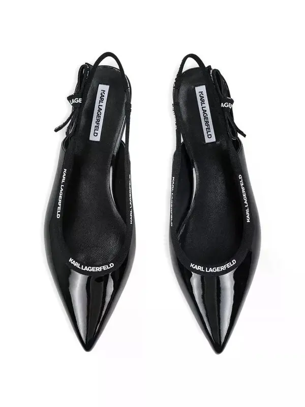 Karl Lagerfeld Patent-finish Slingback Pumps With Bow Detailing