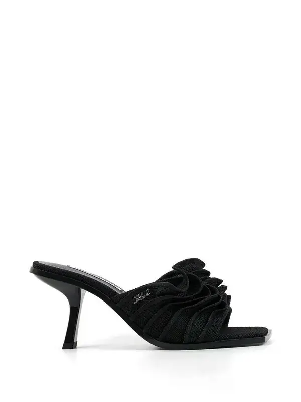 Karl Lagerfeld 60mm Karmel Ruched Heeled Sandals - Black