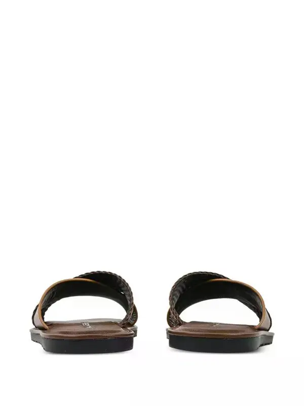 Karl Lagerfeld Woven Crossover Slides - Brown