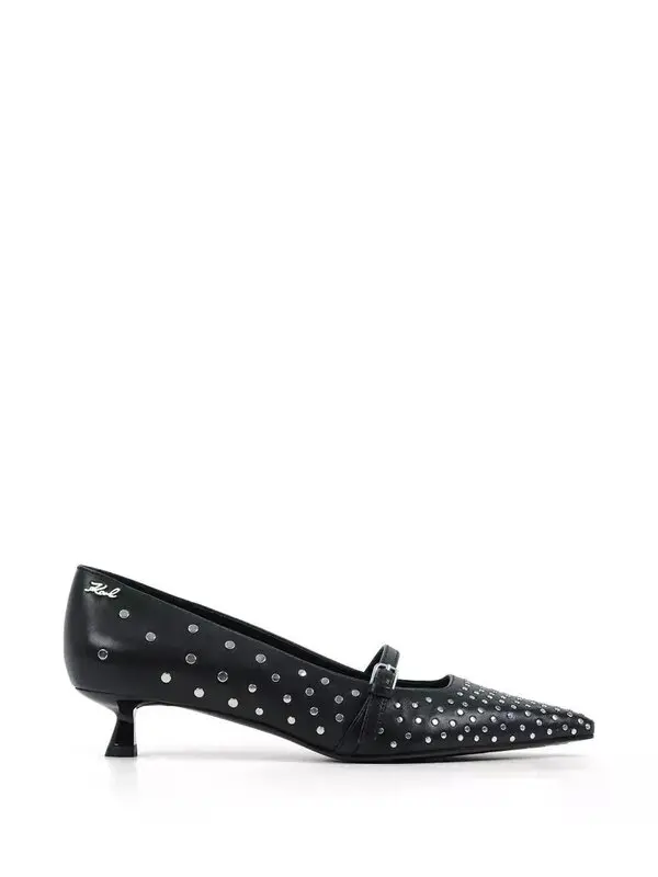 Karl Lagerfeld Stud-embellished Pointed-toe Pumps - Black