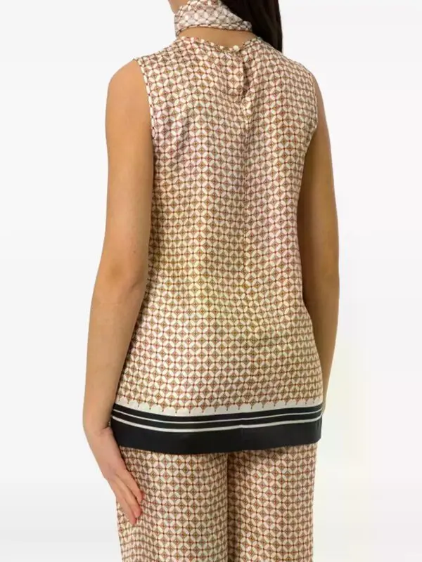 Max Mara Geometric-print Silk Top