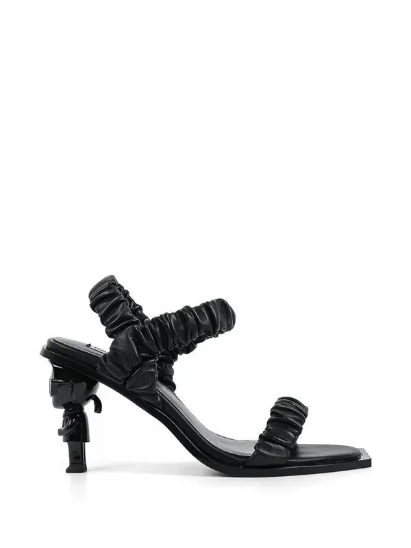 Karl Lagerfeld Leather Heeled Sandals - Black
