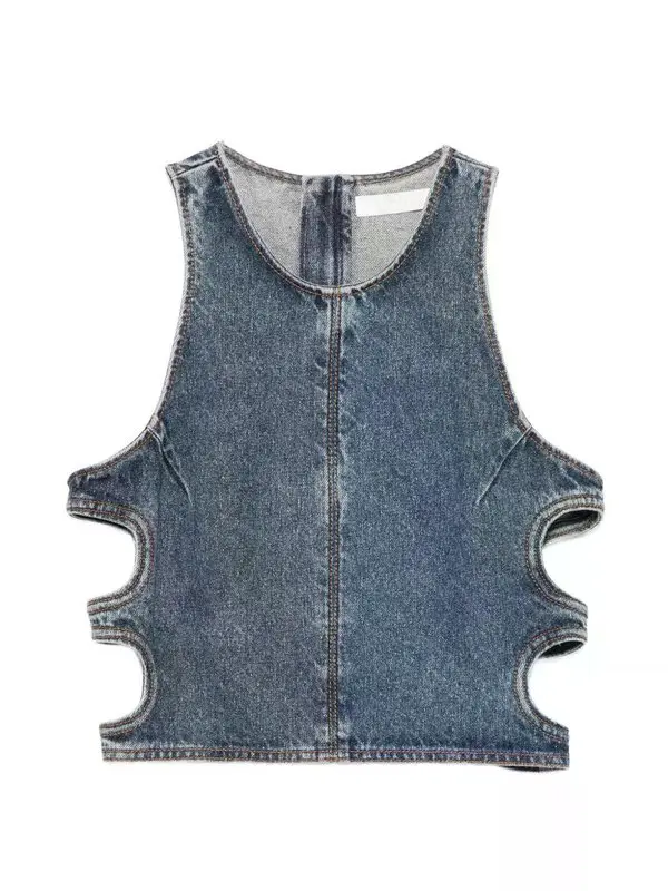 Chloé Acid-wash Cut-out Top - Blue