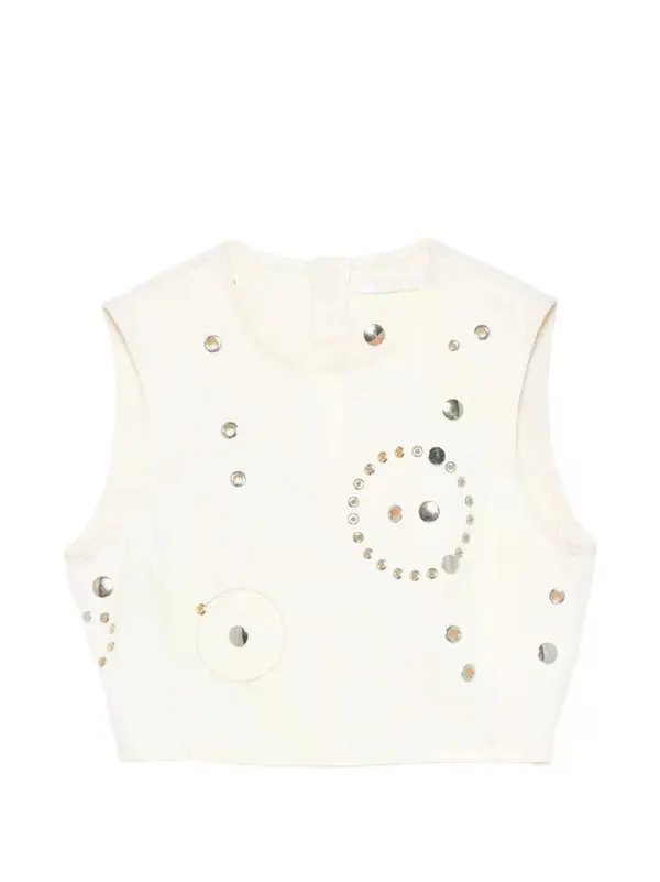 Chloé Stud-embellished Crop Top - Neutrals