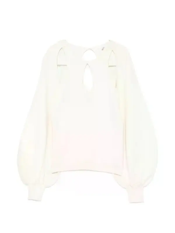 Chloé Cut-out Puff-sleeve Sweater - Neutrals