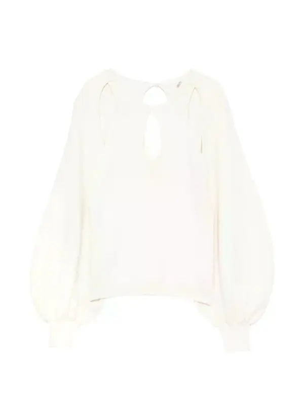 Chloé Cut-out Puff-sleeve Sweater - Neutrals