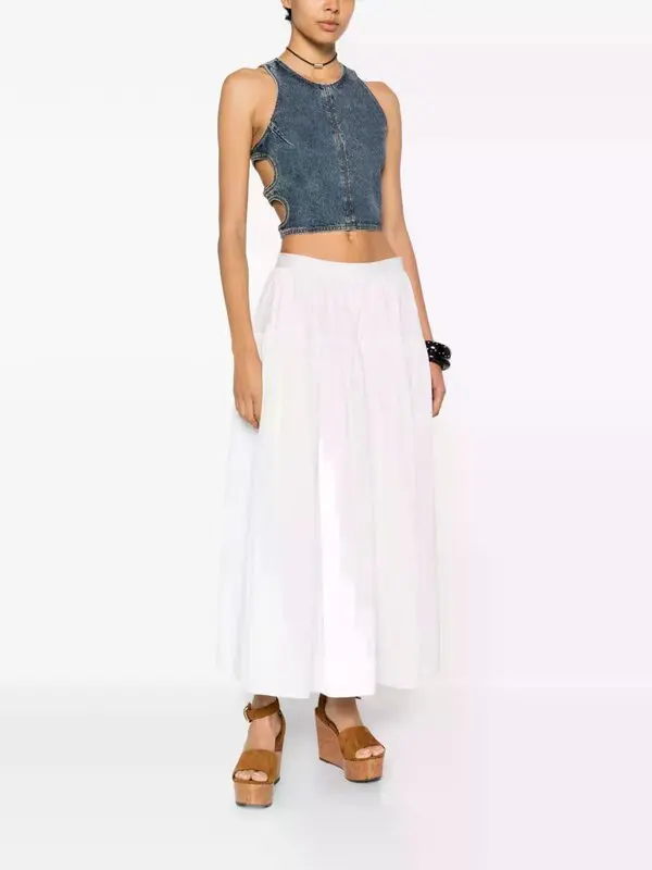 Chloé Gathered Flared Midi Skirt - White
