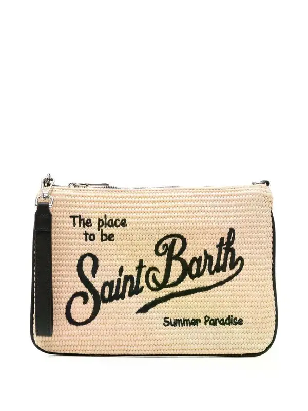MC2 SAINT BARTH Logo-embroidered Woven Clutch - Neutrals