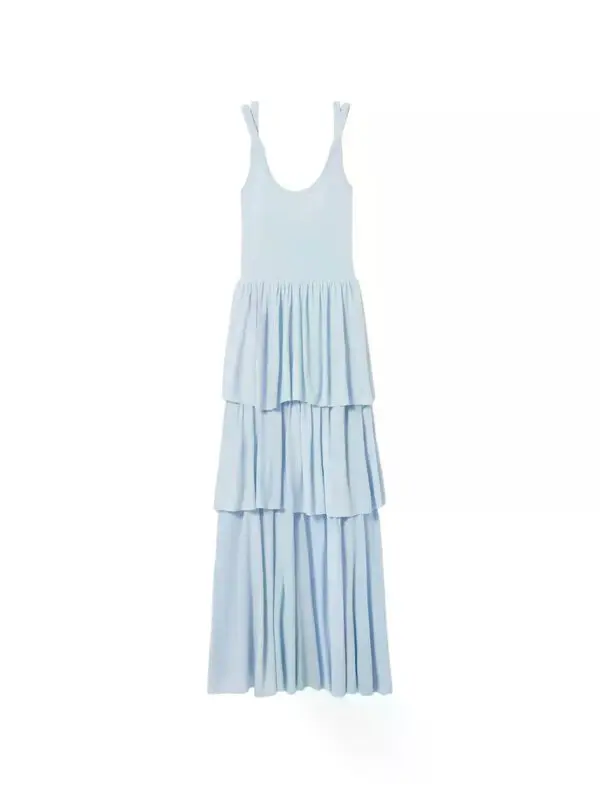 Claudie Pierlot Tiered Knitted Asymmetric Dress - Blue