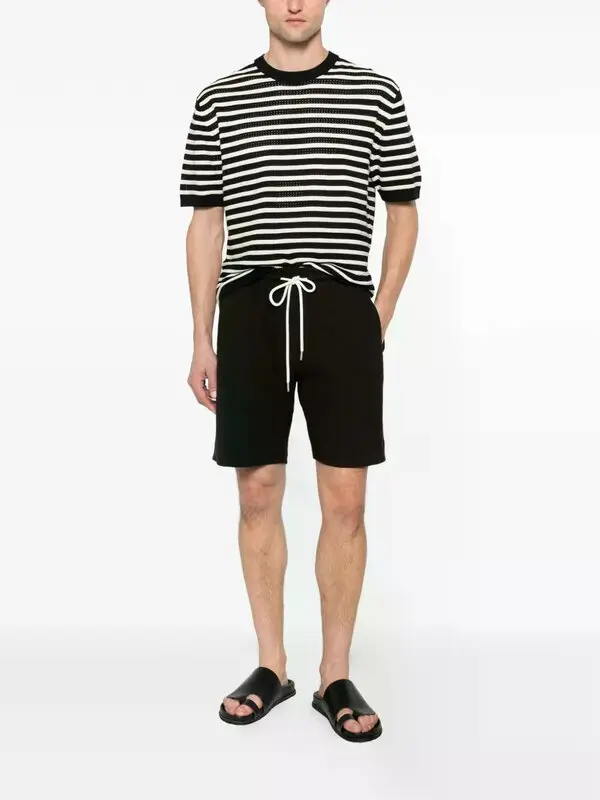 DRYKORN Stripe-pattern Pointelle-knit T-shirt