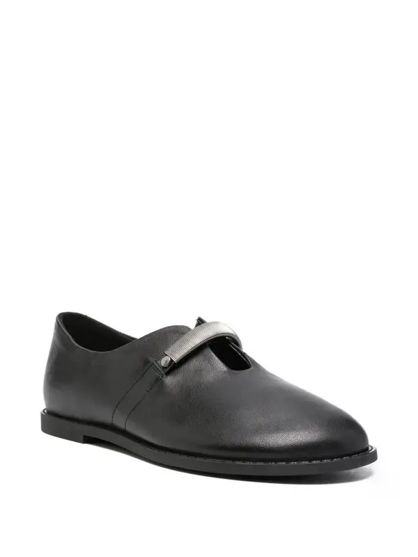 SERGIO MORETTI FIRENZE Metal-bar Leather Loafers