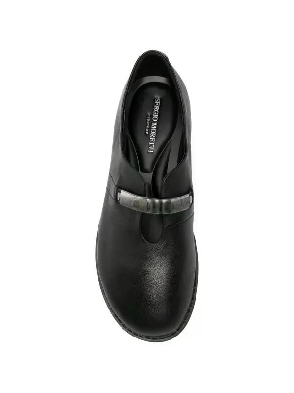 SERGIO MORETTI FIRENZE Metal-bar Leather Loafers