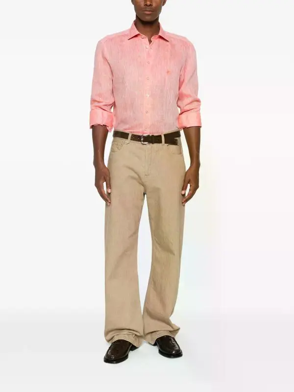 Etro Pegaso-embroidered Slub-texture Shirt