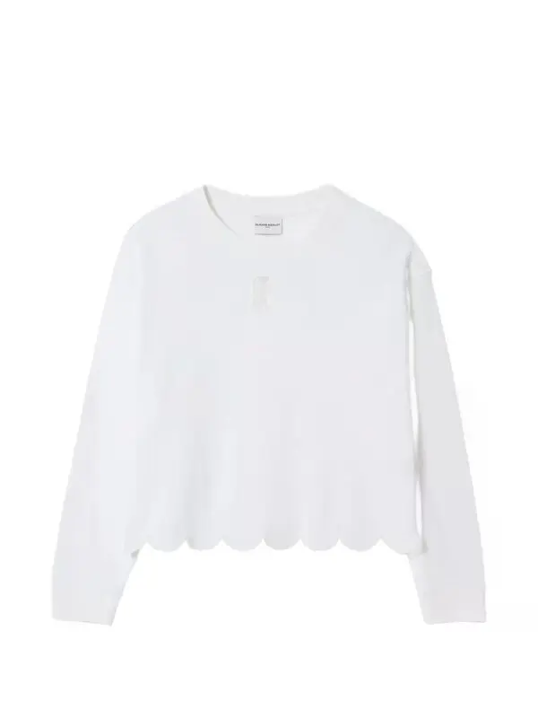 Claudie Pierlot Waffle-knit Sweatshirt With Scalloped Hem - White