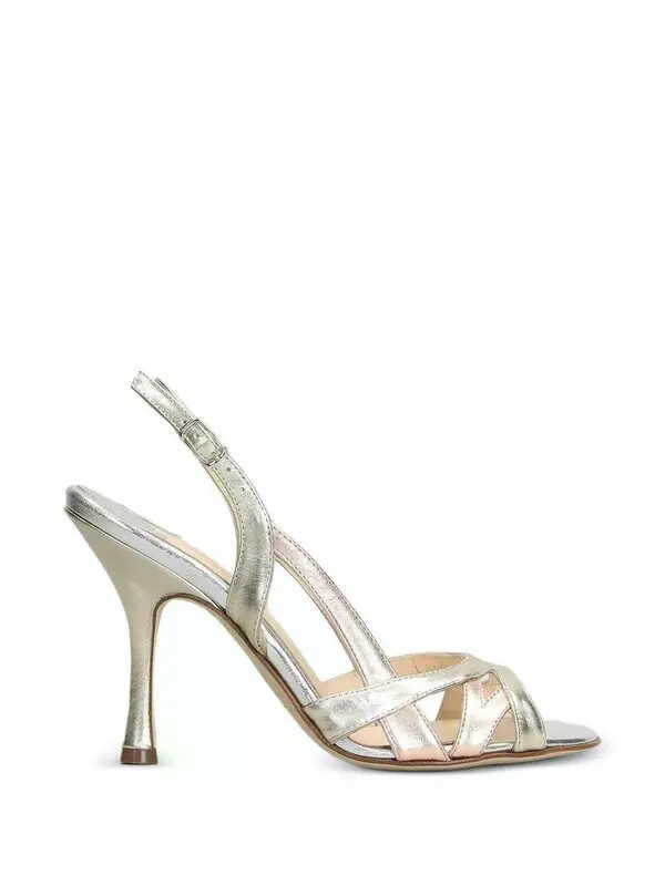 ANNA F. Crossover-strap Slingback Sandals - Silver