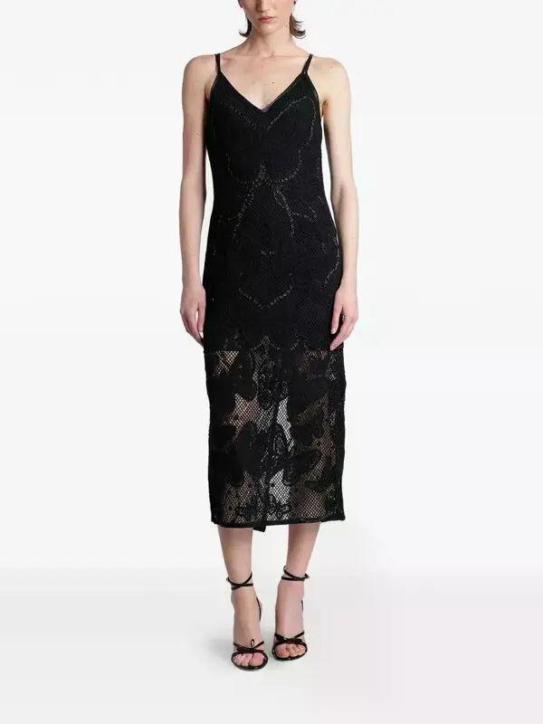 Blumarine Embellished Lace Midi Dress - Black