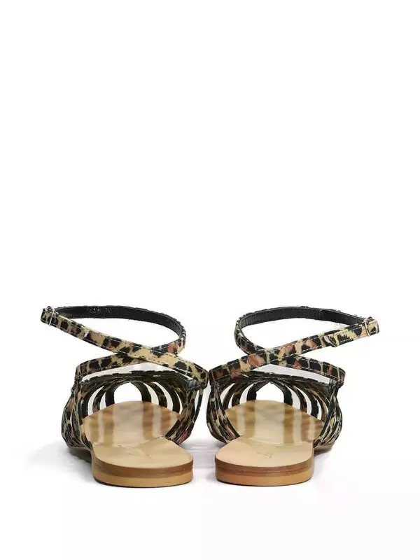 ANNA F. Animal Print Cage Sandals - Neutrals