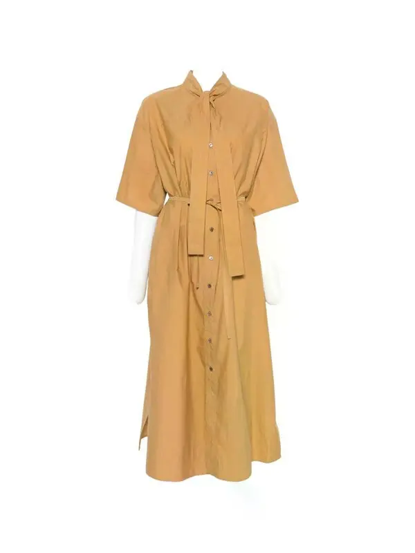 LEMAIRE Belted Midi Dress With Pussy-bow - Neutrals