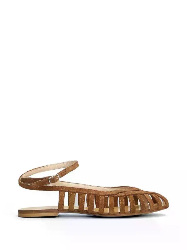 ANNA F. Cage-strap Suede Sandals - Brown