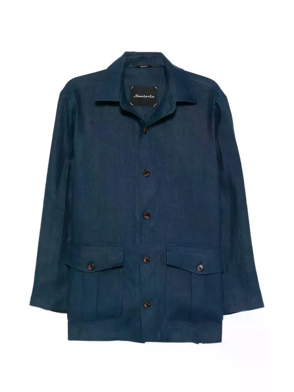 SARTORIO NAPOLI Linen-blend Field Shirt Jacket - Blue