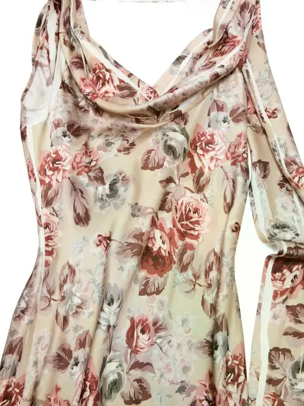 Acne Studios Floral Print Draped Maxi Dress - Neutrals