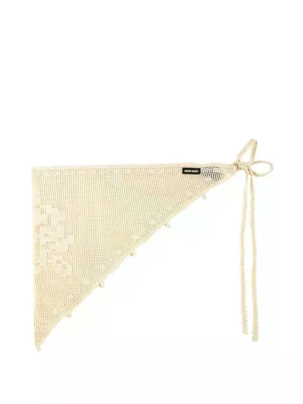Miu Miu Crochet-knit Floral-lace Pareo - Neutrals