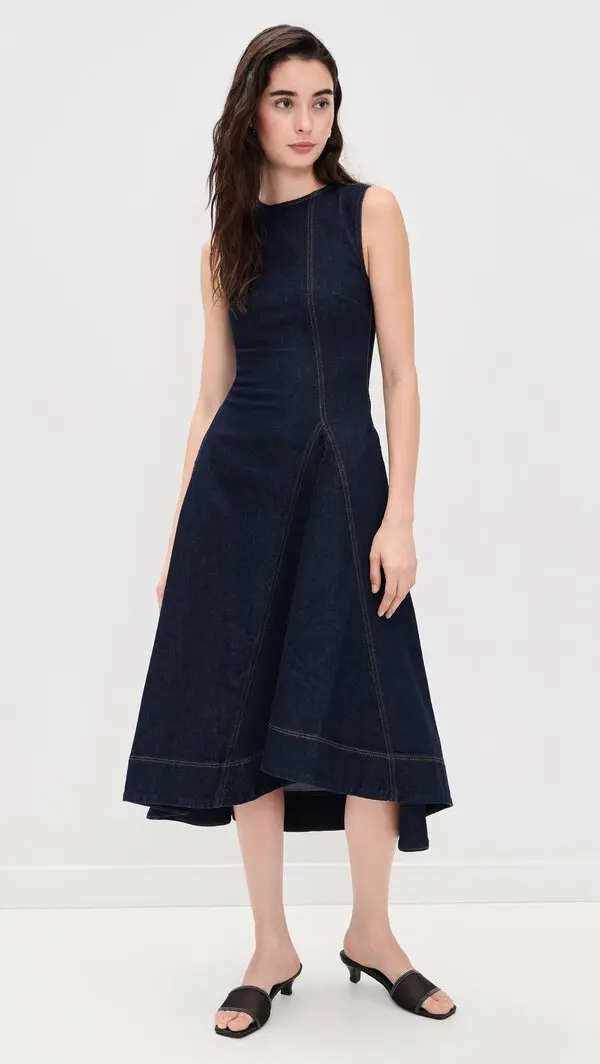easel denim dress Easel Sleeveless Washed Denim Maxi Dress – The Colony Shop