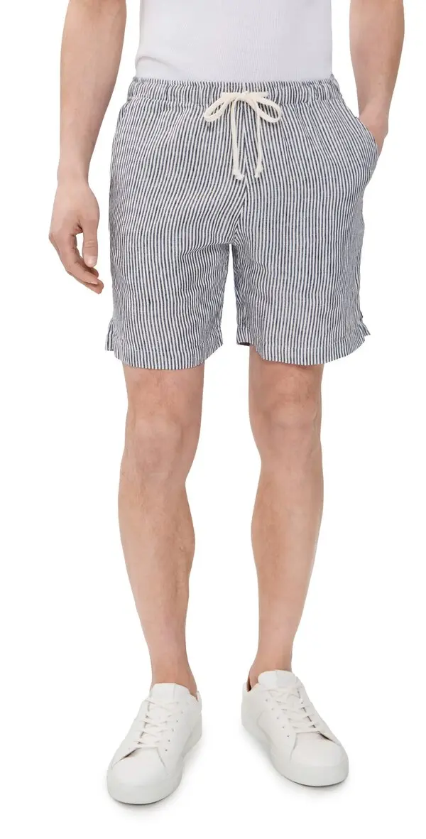 ALEX CRANE Striped Linen Shorts - Lines