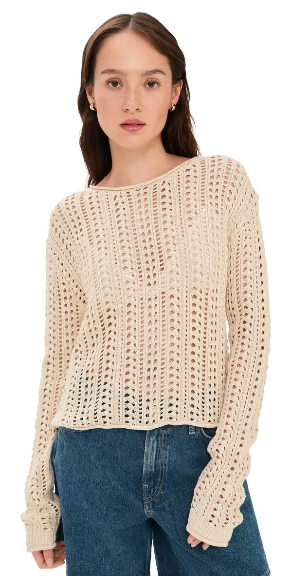 Z Supply Upland Crochet Sweater - Island Coconut