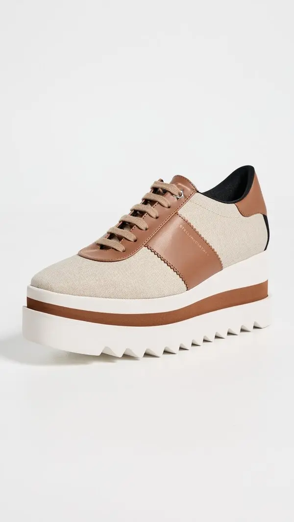 Stella McCartney Salt And Pepper Canvas Platform Sneakers - Ecru