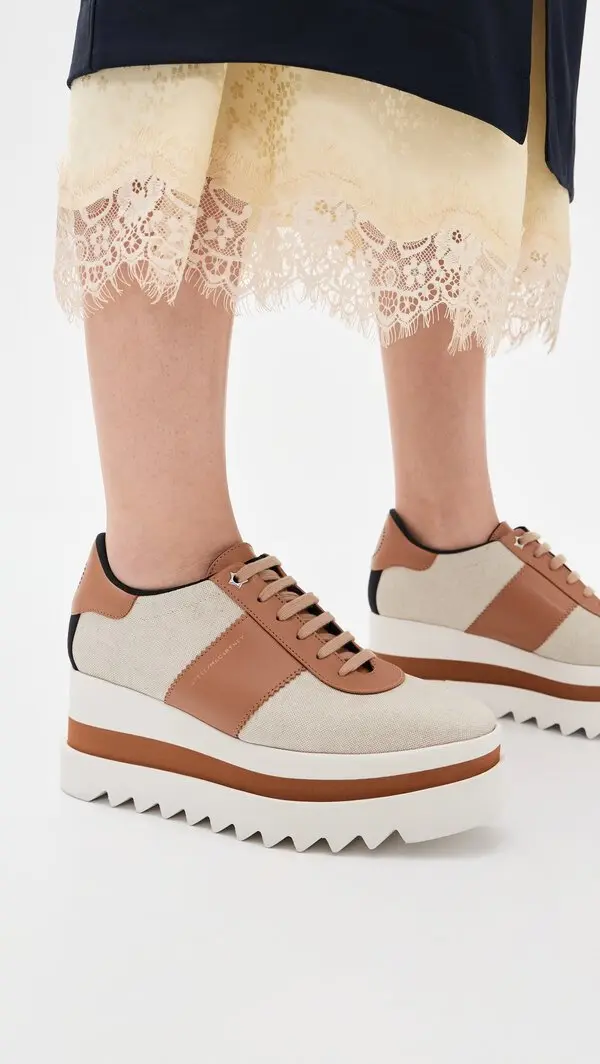 Stella McCartney Salt And Pepper Canvas Platform Sneakers - Ecru
