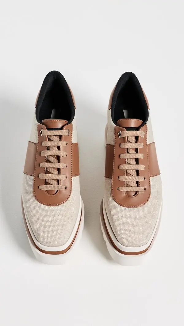 Stella McCartney Salt And Pepper Canvas Platform Sneakers - Ecru