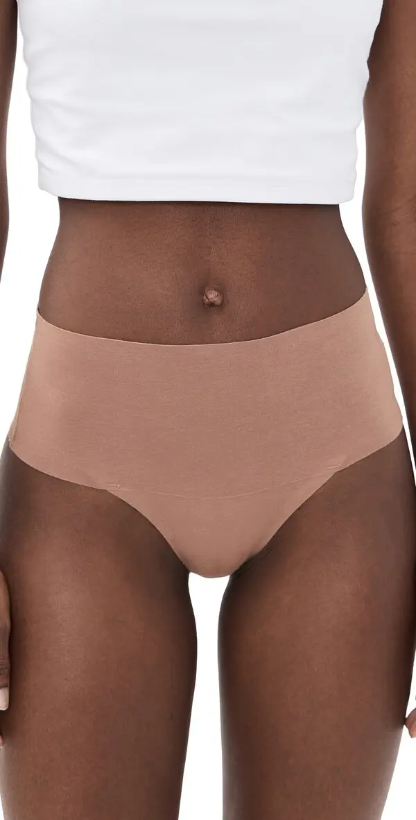 Spanx Supersmooth Undie-tectable Cotton Thong - Cafe Au Lait