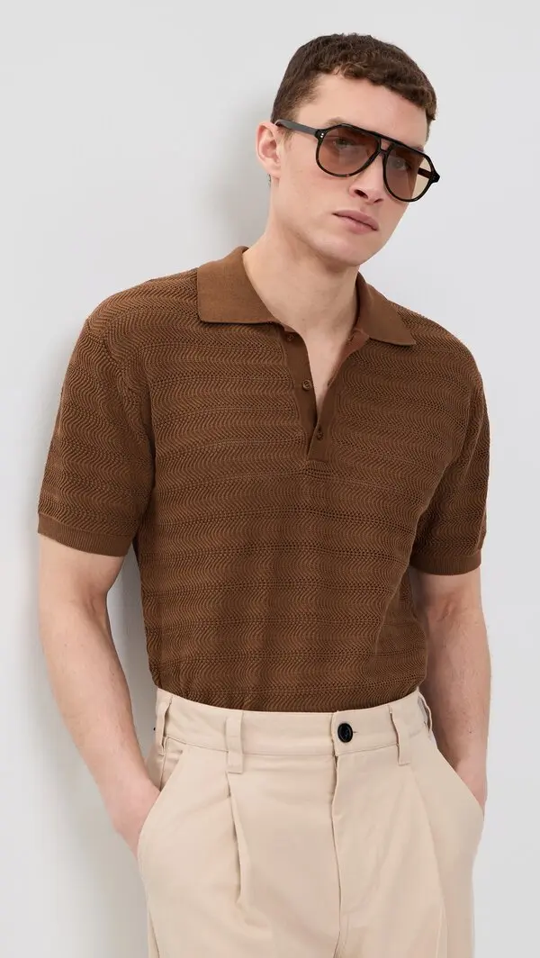 Frescobol Carioca Vidal Cotton Button Up Polo