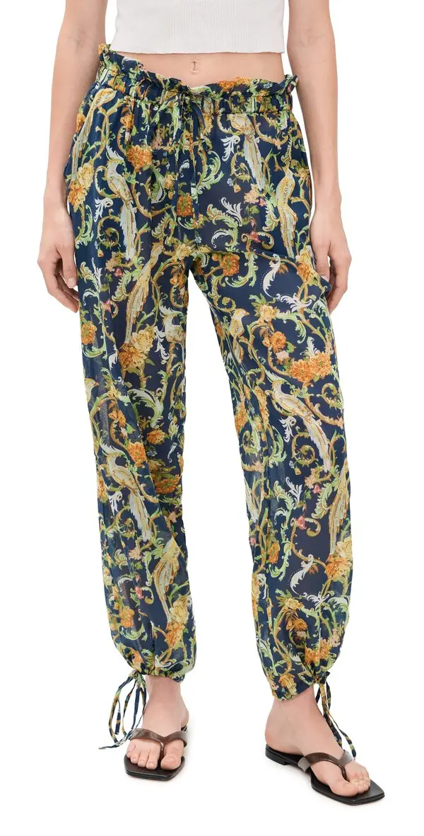 CONIGLIO PALM BEACH Floral Print Beach Pants - Royal Birds Navy