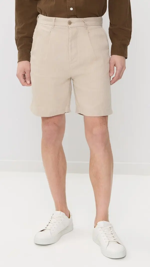 ALEX CRANE Pleated Linen Alta Shorts