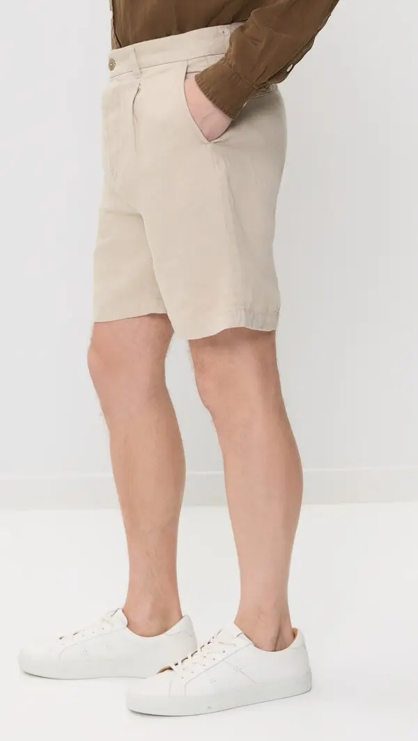 ALEX CRANE Pleated Linen Alta Shorts