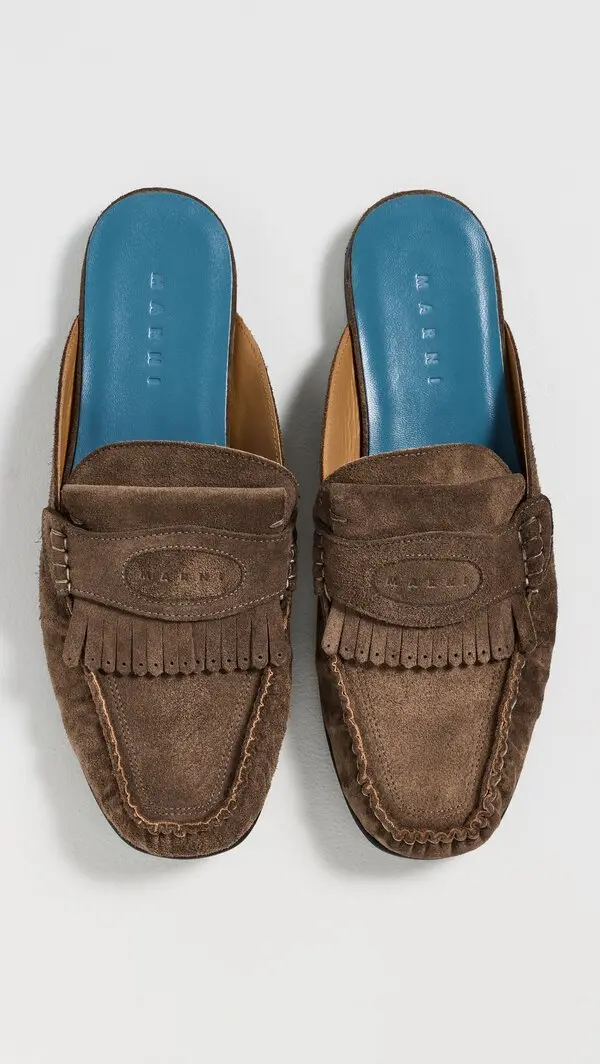 Marni Sabot Suede Loafers - Chocolate
