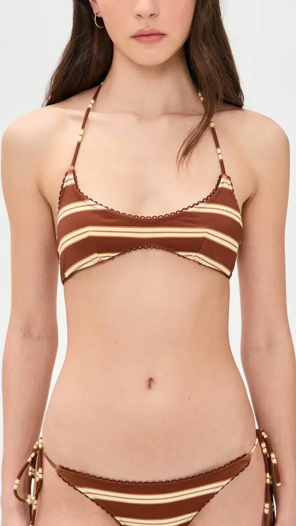 DAMSON MADDER Trudi Reversible Bikini Top With Beaded Details And Scalloped Trim - Multi