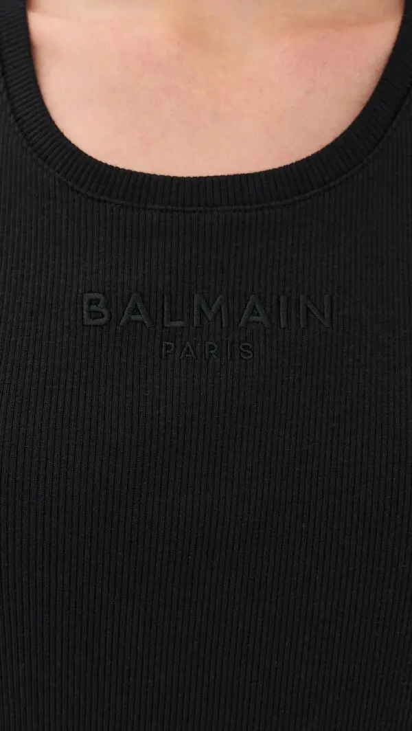 Balmain Embroidered Jersey Tank Top - Noir