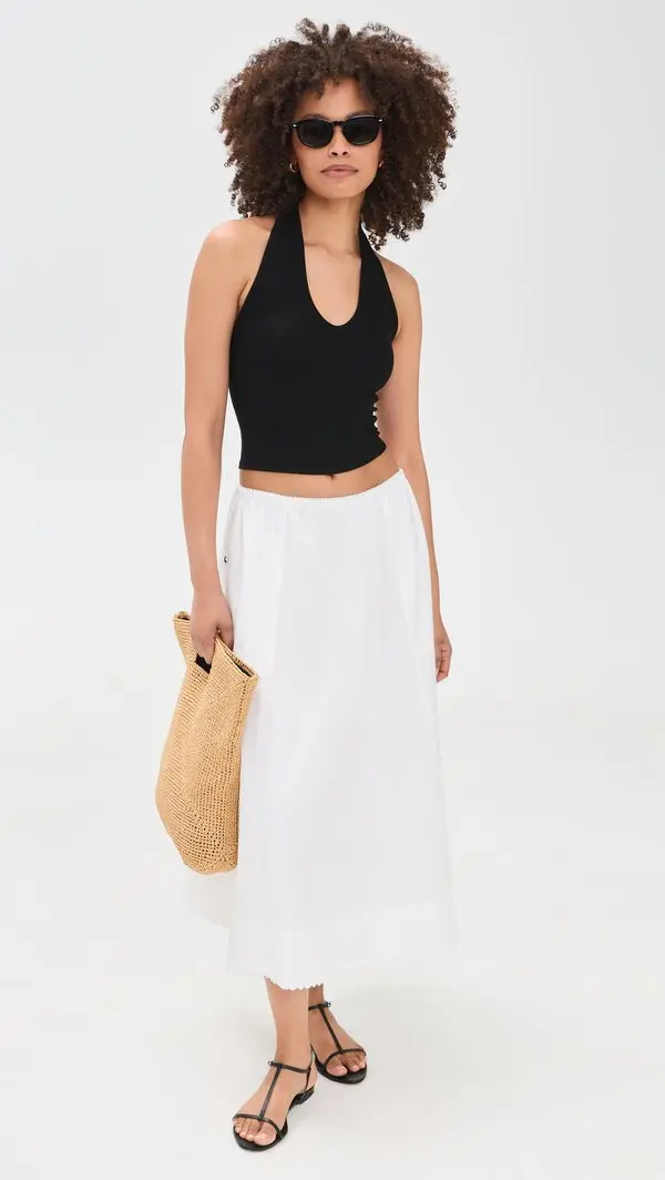 Enza Costa Ribbed Halter Tank - Black