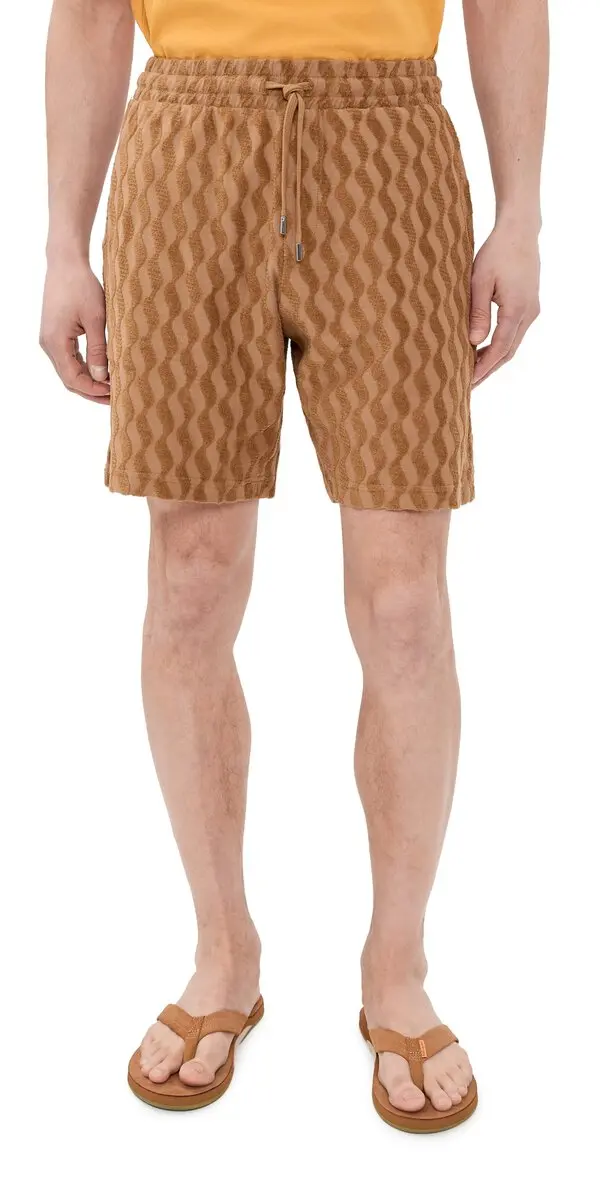 Frescobol Carioca Augusto Listra Jacquard Terry Shorts - Caramel