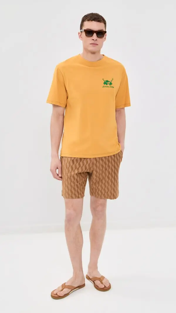 Frescobol Carioca Augusto Jacquard Terry Shorts - Caramel